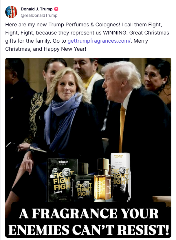 Trump Shares Photo Of Himself And Jill Biden In New Fragrance Ad ...